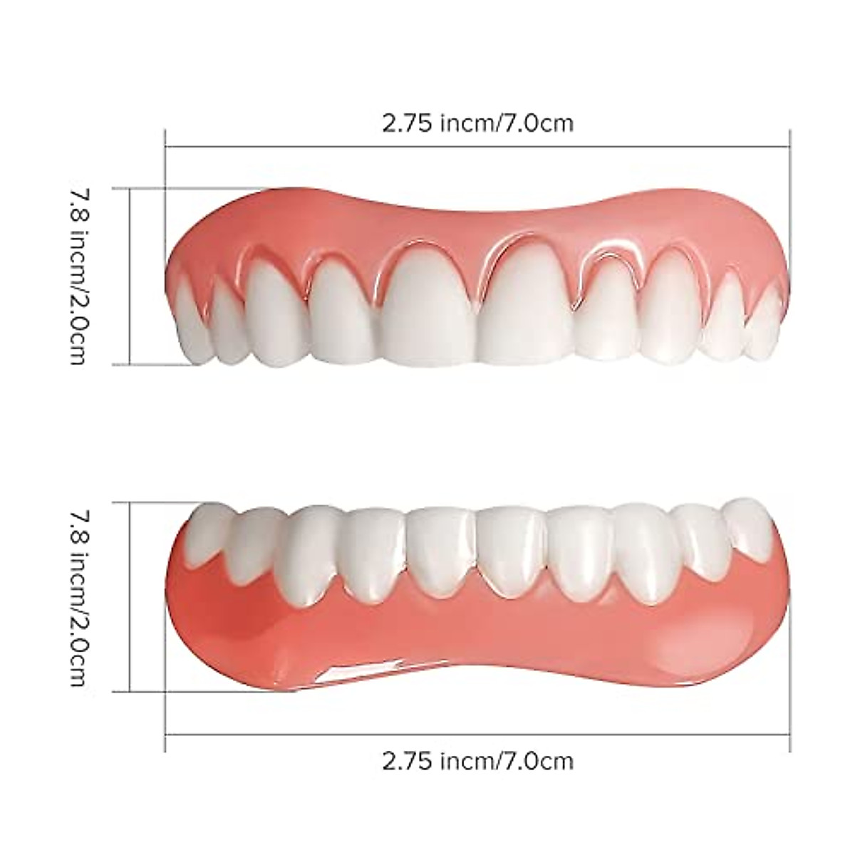 Fake Teeth, 2 PCS Dentures Teeth for Women and Men, Dental Veneers for Temporary Teeth Restoration, Nature and Comfortable to Protect Your Teeth and Regain Confident Smile, Natural Shade