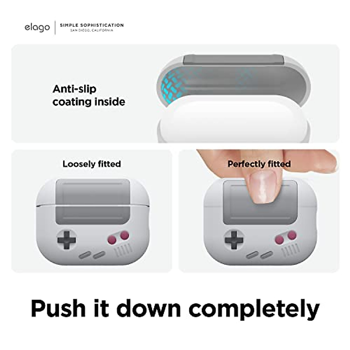 elago AW5 Compatible with AirPods Pro 2nd Generation Case (2022), Classic Handheld Game Console Design Case Compatible with AirPods Pro 2, Lanyard Included [Light Grey]