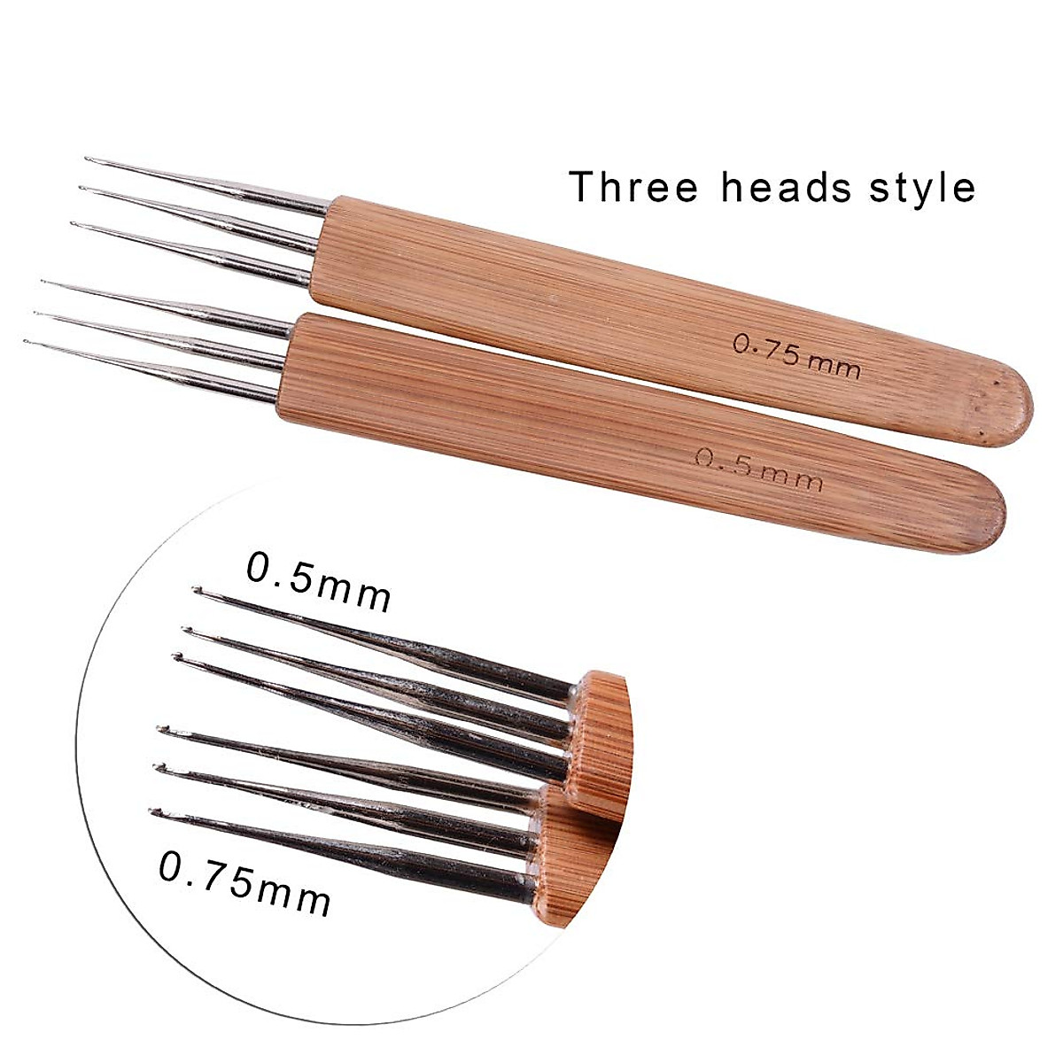 3pcs/set Dreadlock Crochet Hook for Hair Dreadlock Needle Tool for Braid Craft Dread locks Crochet Needles 0.5mm (1 Hook 2 Hooks 3 Hooks)