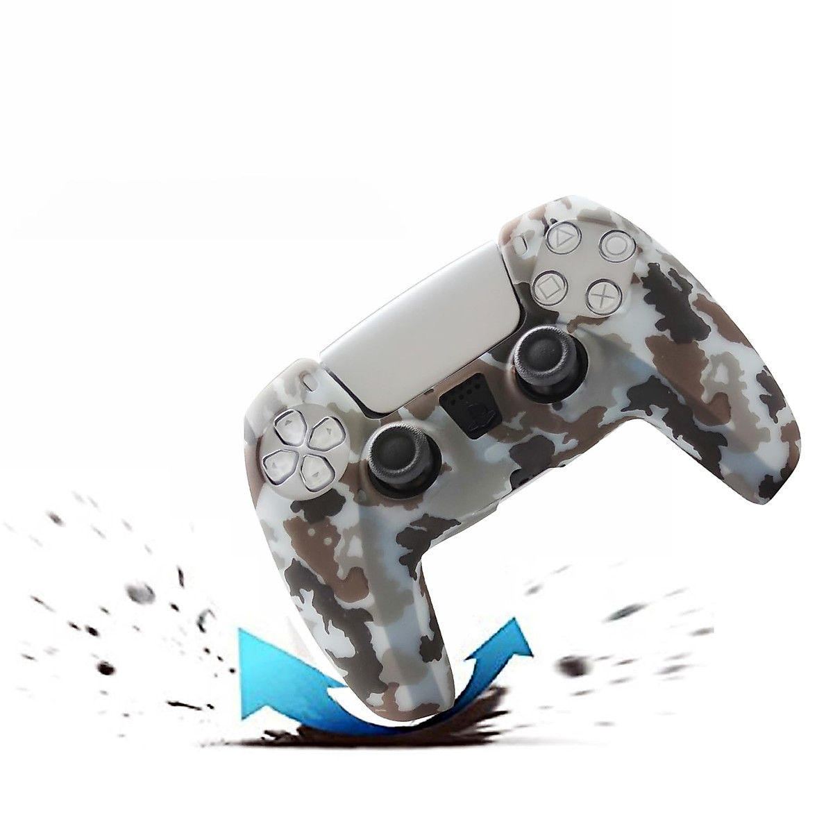 PS5 Controller Skin-Hikfly Silicone Cover for PS5 Controller Grips,Non-Slip Cover for PlayStation 5 Controller- 2 x Skin with 8 x Thumb Grip Caps(Purple,Grey)