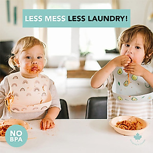 Loulou Lollipop Soft, Waterproof Silicone Feeding Bib for Babies and Toddlers 3 to 36 Months, Easy to Clean, Adjustable Fit and Catch-All Pouch - Safari