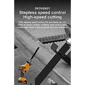 Cordless Reciprocating Saw, 2.0Ah Battery x2, Cordless Variable Speed, Blades Kit for Wood/Metal/PVC Cutting Yellow