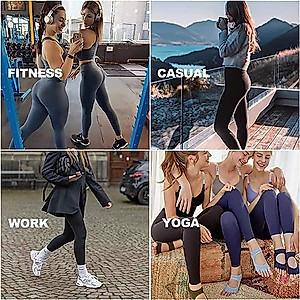 CAMPSNAIL 4 Pack High Waisted Leggings for Women - Soft Tummy Control Slimming Yoga Pants for Workout Running Reg & Plus Size