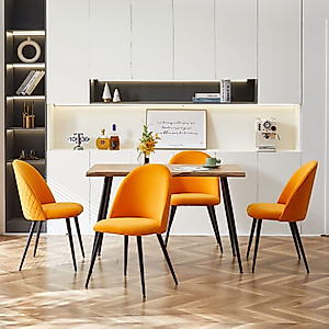 Homedot Modern Dining Table Set for 4,Durable Home Table with Chair,Stylish Rectangular Dining Table Upholstered Dining Chair Velvet Thick Cushion Room Chair for Restaurant,Dining Room,Store