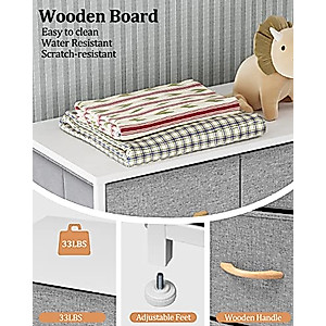 JOINHOM Dresser Storage Tower with Drawers, Fabric Tall Dresser Drawer for Bedroom, Office, Entryway, Living Room and Closet- Sturdy Steel Frame, Easy Pull Bins & Wooden Top