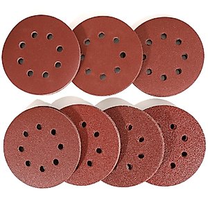 5 Inch 8 Hole Hook and Loop Sanding Discs 72 PCS, Assorted Sandpaper 40 60 80 120 180 240 320 Grits for Random Orbital Sander