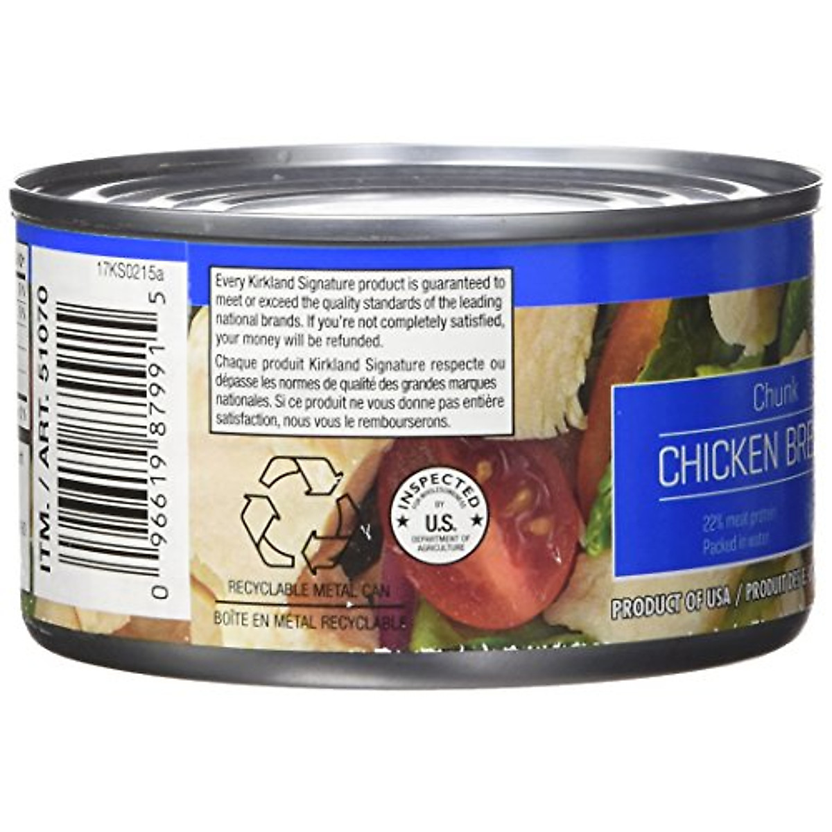 Kirkland Signature chicken breast, packed in water, premium chunk, 6 12.5-ounce cans