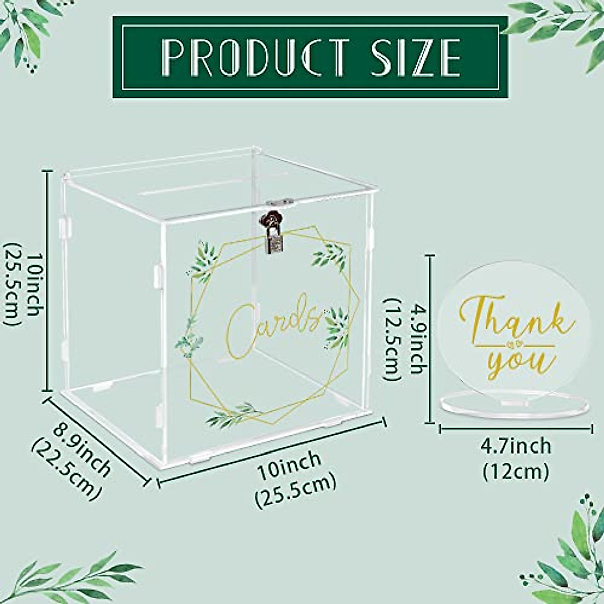 OurWarm Acrylic Wedding Card Box with Lock, Gift Card Box for Wedding Reception, Wedding Money Card Box for Party Graduation Birthday Baby Shower Decorations