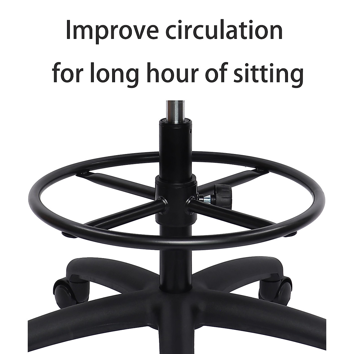 TAKE UR SEAT® Deluxe Polyurethane Drafting Lab Stool Chair, 18" Adjustable Footring, 10" Adjustable Height, Heavy Duty,Shipped Within 24 Hours Rubber Casters