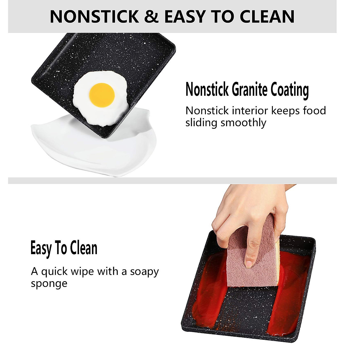 ESLITE LIFE 7”x 6” Japanese Omelette Pan Nonstick Tamagoyaki Egg Pan Rectangle Egg Frying Pan, PFOA Free