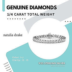 NATALIA DRAKE 1/4 Cttw Wave Link Diamond Tennis Bracelet for Women in Rhodium Plated 925 Sterling Silver Color I-J/Clarity I2-I3