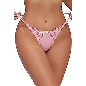 Banamic Women Underwear Lace Cut Out Thongs Mid Waist Panties Briefs