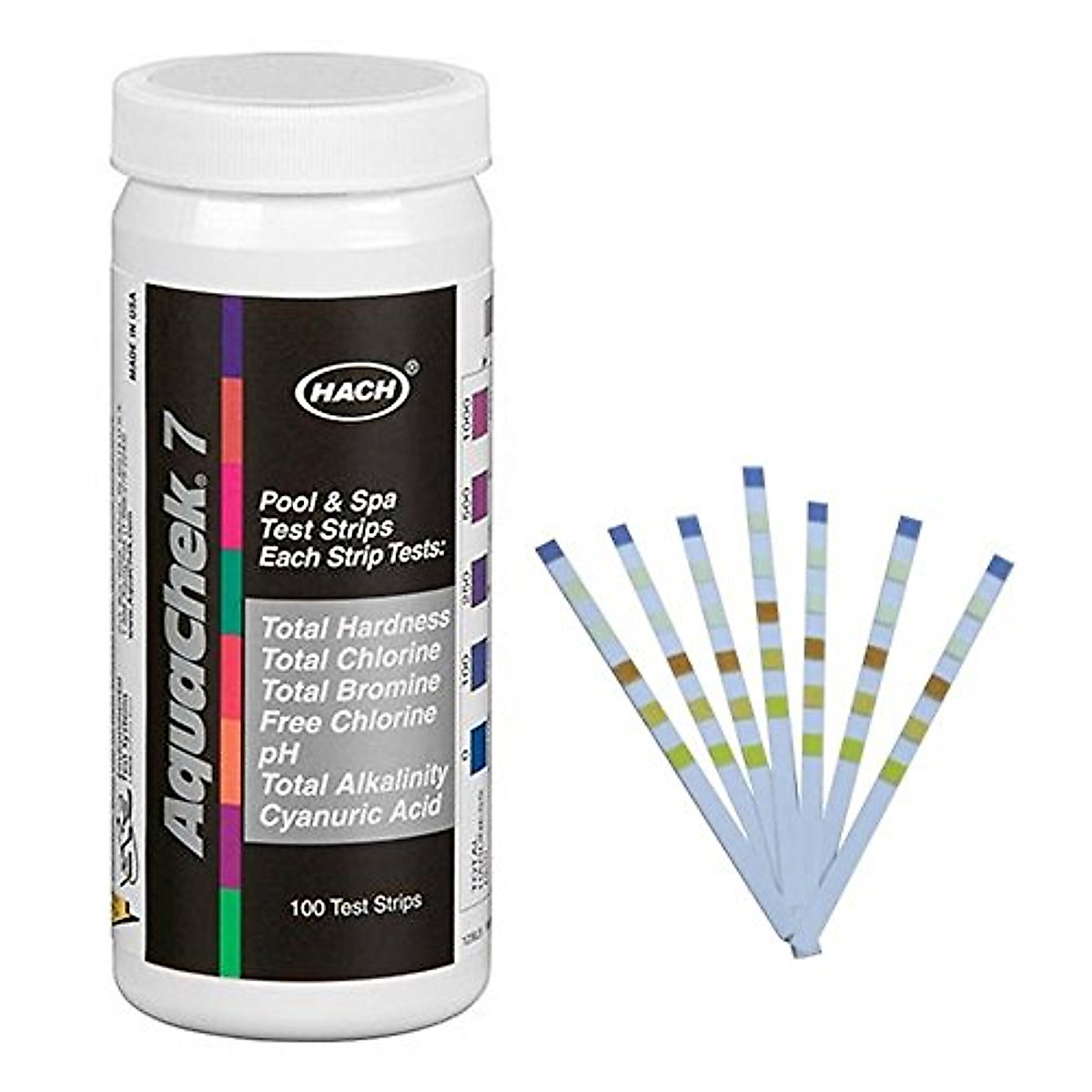 AquaChek 600 551236 7 in 1 Silver Swimming Pool/Spa Chlorine/pH Test Strips