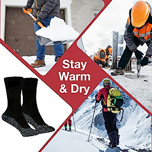 35° Below Thermal Insulated Socks for Men and Women, Designed with Soft Aluminized Loops to Keep Feet Warm and Cozy, One Pair, Large, Black/Silver