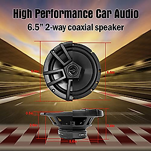 H YANKA 6.5 Car Speakers, Full Range Stereo 220 Watt Max 2-Way Coaxial Car Audio Speakers, Professional Car Door Speakers, Sound Stereo and no Distortion, Y30 Magnet Woofer and NdFeB Tweeter (1 Pair)