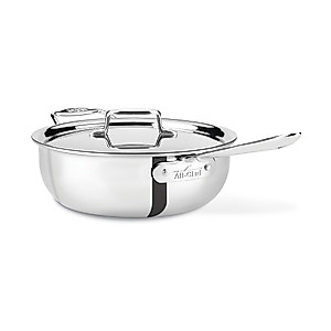 All-Clad Stainless Steel 5-Ply Dishwasher Safe 4 Qt. Essential Pan With Lid