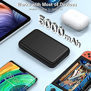 HAIARA Wireless Portable Charger, 5000mAh Magnetic Power Bank with USB C & A Port, for MagSafe Battery Pack, Slim Cell Phone Charger for iPhone 14/13/12 Series Samsung Pixel Android, etc