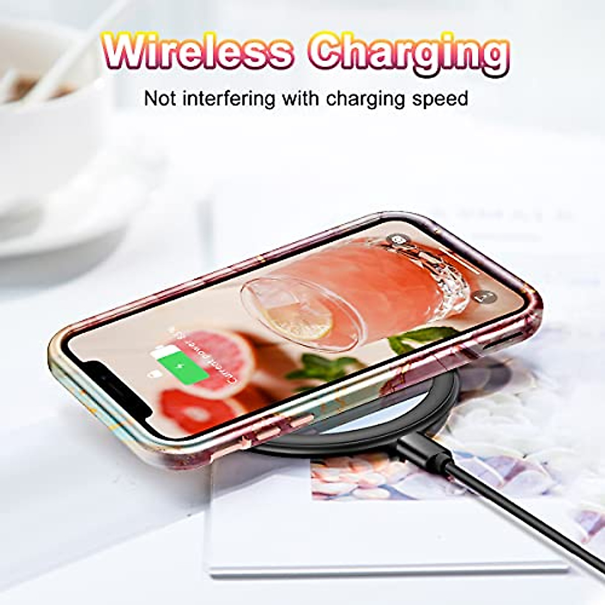 CASEFIV Compatible with iPhone 11 Case,Marble Pattern 3 in 1 Heavy Duty Shockproof Full Body Rugged Hard PC+Soft Silicone Drop Protective Women Girls Cover for iPhone 11 6.1 inch, Rose Gold