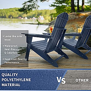 FUNBERRY Plastic Adirondack Chairs,Folding Adirondack Chairs,Adjustable Backrest Adirondack Chair,Fire Pit Chairs,Resin Adirondack Chairs with Cup Holder,Composite Adirondack Chairs