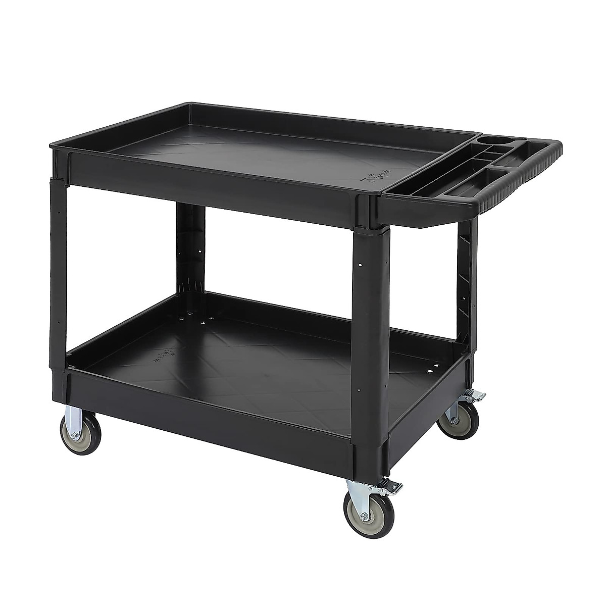 Service Cart 2-Shelf, Storage Handle, 500 lbs Capacity, for Warehouse/Garage/Cleaning/Manufacturing，45"X25" Gray