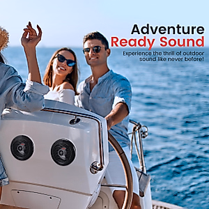 Pyle 6.5 Inch Dual Marine Speakers - 2 Way Waterproof and Weather Resistant Outdoor Audio Stereo Sound System with 150 Watt Power, Polypropylene Cone and Cloth Surround - 1 Pair - Pyle PLMR60B (Black)