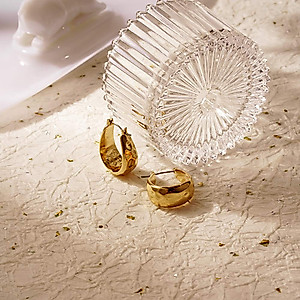 LILIE&WHITE Hammered Gold Chunky Hoop Earrings For Women Teardrop Shape Gold Thick Hoops Earrings Cute Hoop Earrings