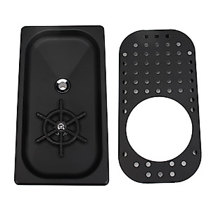 DIBTSA Pitcher Rinser, Espresso Rinser, Drain and Drip Tray, Stainless Steel Bar Glass Rinser for Sink, Cup Washer Spray Rinser for Home Kitchen Hotel Cafe Restaurant (12.8 x 6.9 x 0.9 inch,Black)