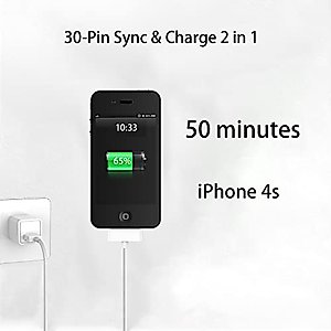 30 Pin Charger Cable Compatible with iPhone 4 4s 3G 3GS, iPad 1st 2nd 3rd Generation, iPod Touch, iPod Nano, iPod Classsic USB Sync & Charging Cord (1-Pack)