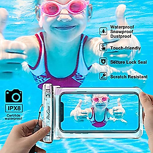 JOTO [2 Pack Universal Waterproof Pouch Cellphone Dry Bag Case Bundle with ProCase [2 Pack] Universal Waterproof Case for Phones up to 7"