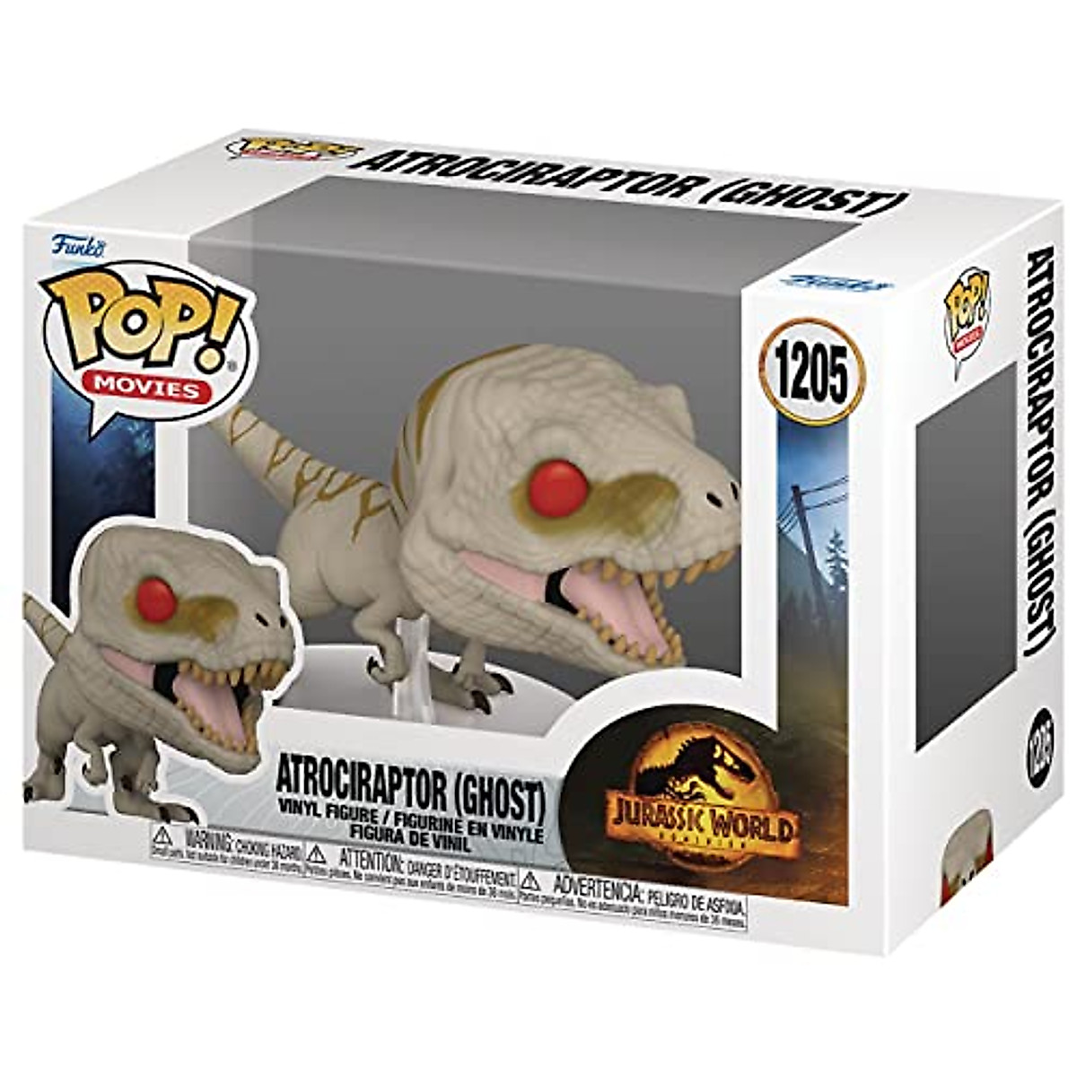 POP Jurassic World Dominion - Atrociraptor (Ghost) Funko Vinyl Figure (Bundled with Compatible Box Protector Case), Multicolor, 3.75 inches