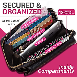 katloo Leather Crossbody Cell Phone Purse for Women, Small Crossbody Bags Ladies Clutch Wallet Shoulder Handbag with Credit Card Slot Adjustable Strap (Black)