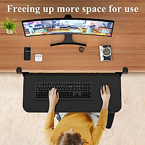 LYJANUN Keyboard Tray Under Desk Keyboard Tray Slide Out, 25.7" X 9.8" Keyboard Drawer with C Clamp Mount System, Easy for Installation and Typing, for Home Study Office Work