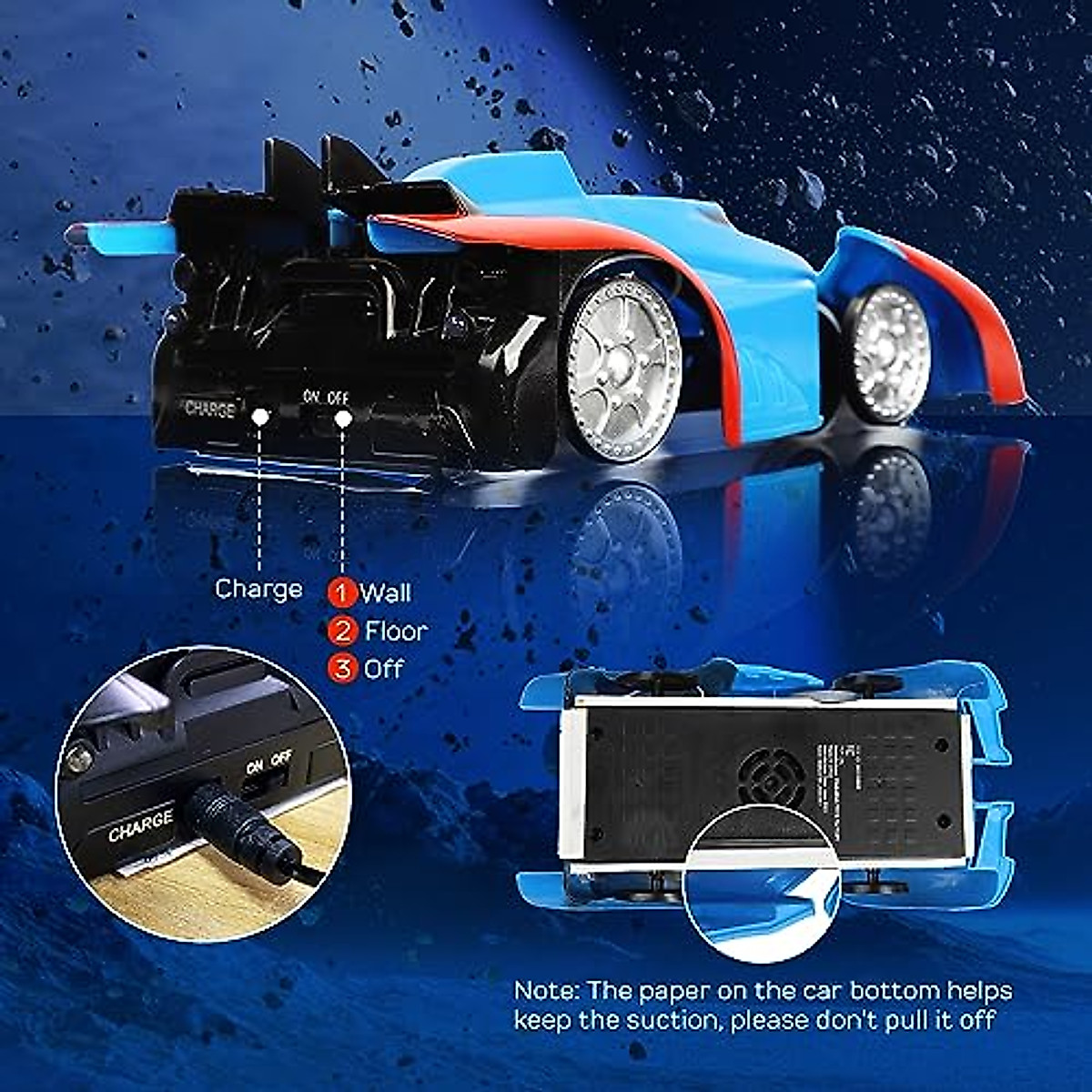 TOY Life Super Hero Man RC Car - Wall Climbing Remote Control Car for Boys 4-7 - 360° Rotating Stunt RC Car - Car Toys for 4-7 Year Old Boy, Superhero Kids Toys (Blue-red)