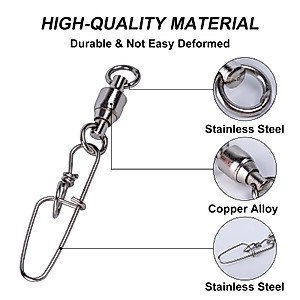 Lilistar 20pcs Fishing Snap Swivels High Speed Ball Bearing Swivels Saltwater Stainless Fishing Swivels Duo Lock Flexible Rotation Snap Swivels Fishing Tackle