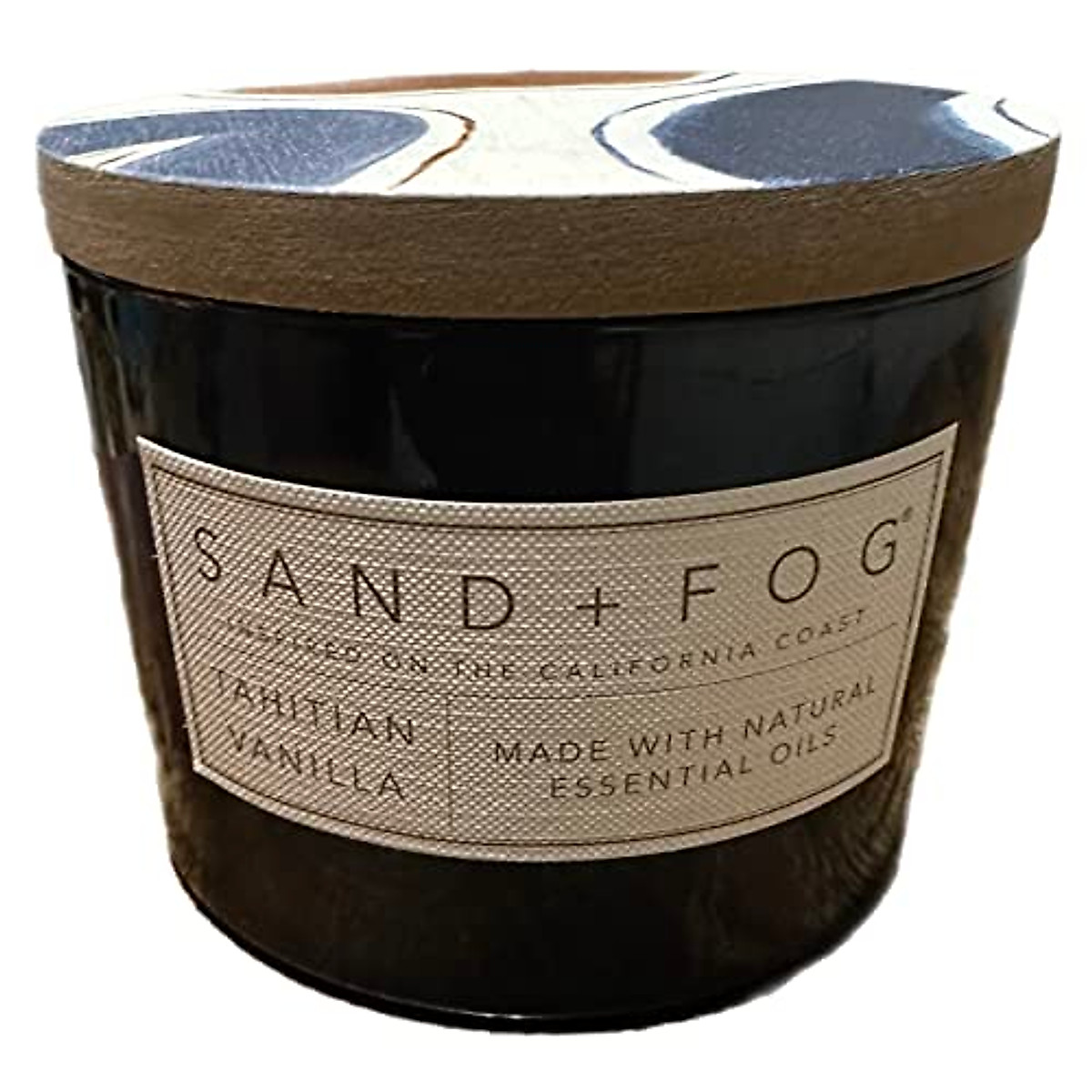 Sand + Fog Tahitian Vanilla Candle in a Glass Jar with Wood Lid - 12 oz. (Black)