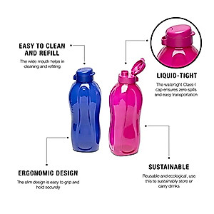 Tupperware Aquasafe Plastic Flip Top Bottle, Set of 2 (2 Litre Each)