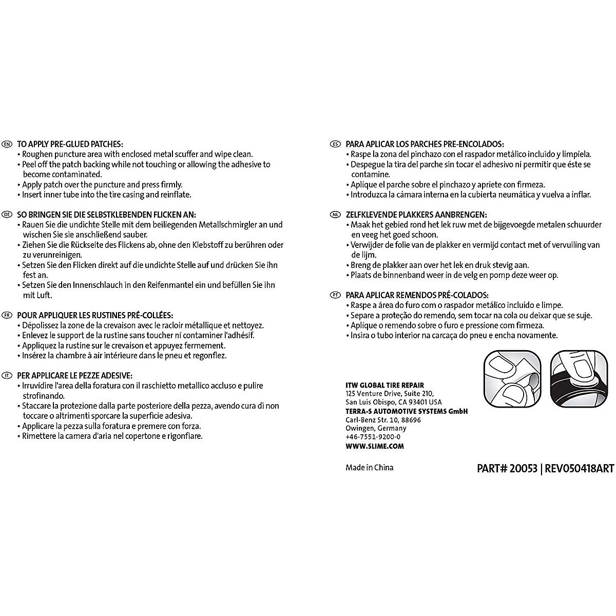 Slime Skabs 6 Peel and Stick Puncture Repair Patches for Bike Tubes (3 Pack)