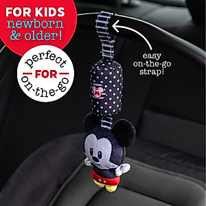 KIDS PREFERRED Disney Baby Mickey Mouse Chime Toy, High Contrast Crinkle Plush, Boys and Girls Ages 0+, Stroller On The Go Activity Toy (81248),9 inches