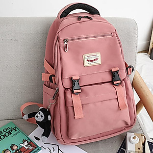 JARKJARD Cute Aesthetic Backpack for Girls Kawaii Backpack for School College Backpack Large Capacity Bookbags for Girls Women Students Casual Travel Daypacks(Pink)