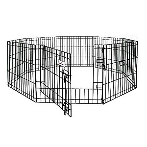 Petmate 30-Inch by 24-Inch 8-Panel Exercise Pen with Step Through Door,Black
