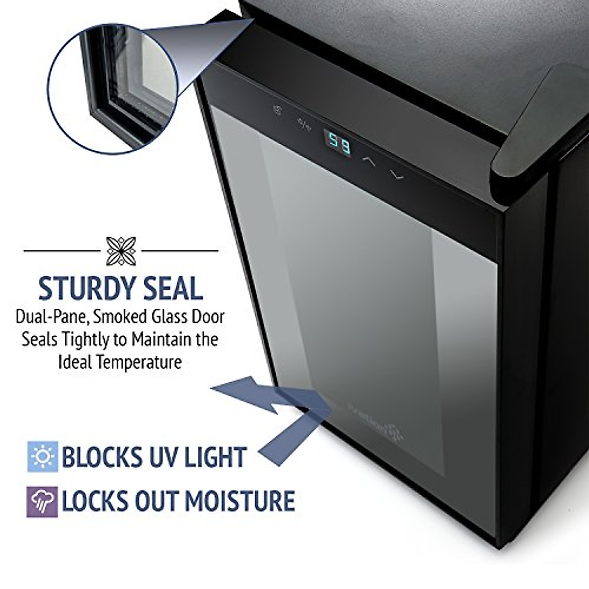 Ivation 12 Bottle Thermoelectric Red And White Wine Cooler/Chiller Counter Top Wine Cellar with Digital Temperature Display, Freestanding Refrigerator Smoked Glass Door Quiet Operation Fridge,Black