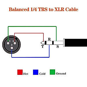 Disino 1/4 Inch TRS to XLR Male Balanced Signal Interconnect Cable Quarter inch to XLR Patch Cable - 3.3 Feet