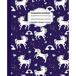 Unicorn Composition Notebook: Unlined Composition Notebook For Kids, Teens, Girls, Boys, Students, College and Teachers (Lined Paper For School And Kindergarten Writing )
