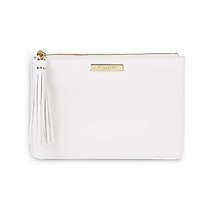 KATIE LOXTON Sophia Tassel Pouch Womens Medium Vegan Leather Clutch Handbag in White