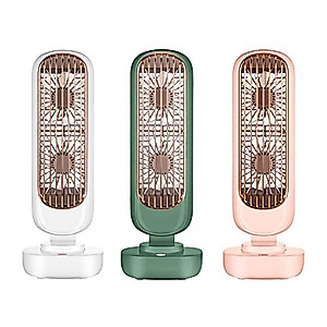 HOMU Mini Table Tower Fan Personal Retro Quiet Operation Portable Vertical Cooling 3 Speed Desktop USB Air Circulator Small for Kids Girls Woman Man Home Office White/Green/Pink