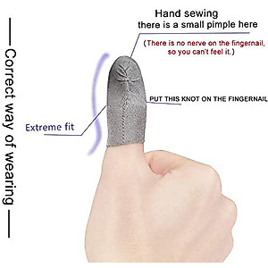 Silver Fiber 100%, 0.01"(0.5mm) Ultra-Thin, PUBG Mobile Finger Sleeve Anti-Sweat Breathable for High-Ranking Players Mobile Game Streamer iPhone/iPad/Android Size: M(6P)