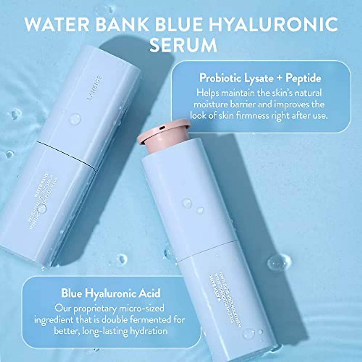 LANEIGE Water Bank Blue Hyaluronic Serum: Hydrate and Visibly Soothe, 1.6 fl. oz.