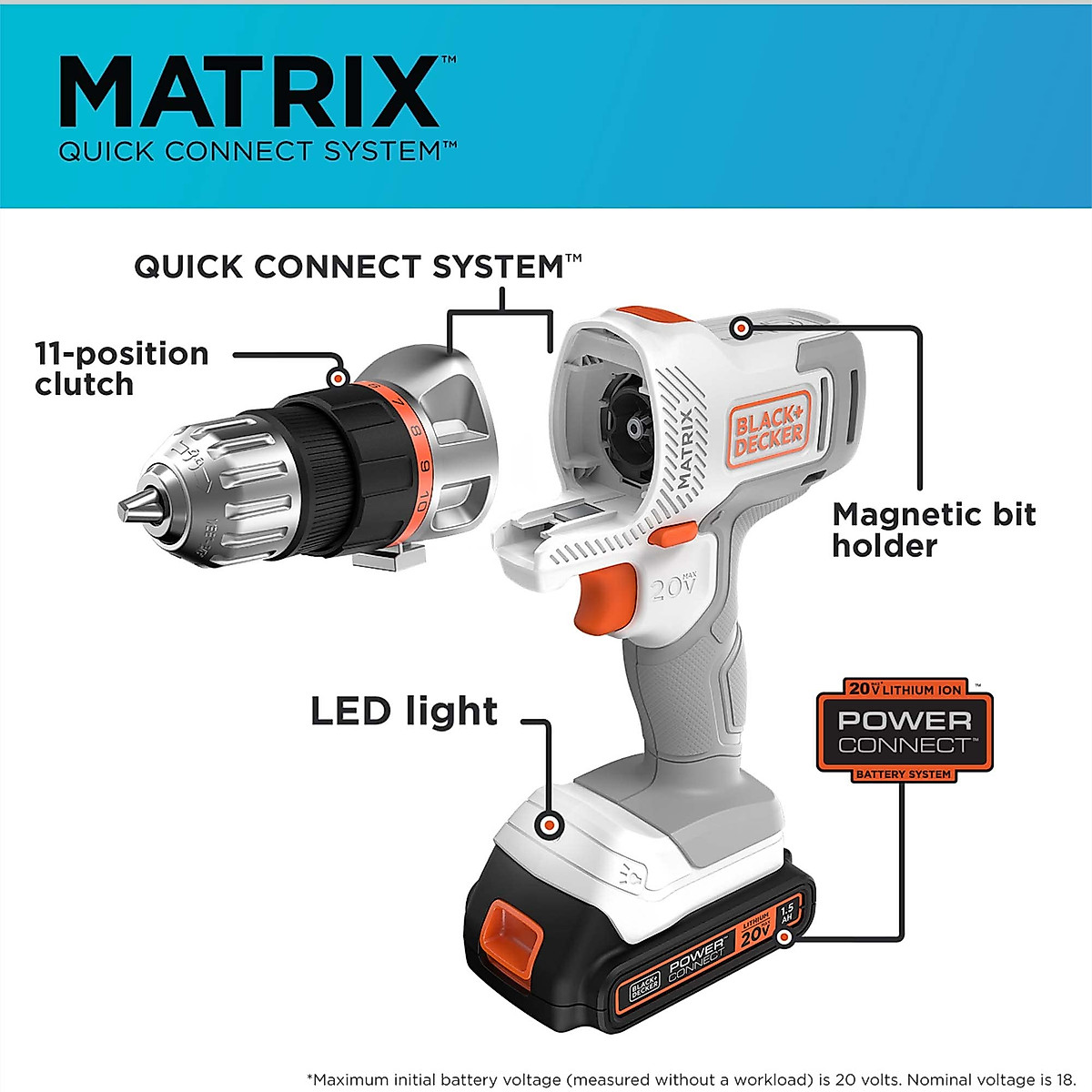 BLACK+DECKER BLACK+DECKER MATRIX 20V MAX* Drill Kit with Storage Case (BDCDMT120WCSTFF)