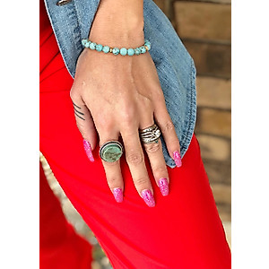 POTESSA Turquoise Gemstone Bracelet Chakra Round Beads Bracelet Healing Reiki 6mm