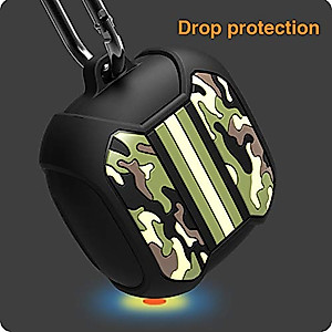 Tamiia for Samsung Galaxy Buds Pro 2 Case (2021) Samsung Galaxy Buds Pro Case (2021)/Galaxy Buds Live Case (2020)，Camo Black Soft Silicon，Night Luminous ，Comes with a Aluminum Carabiner